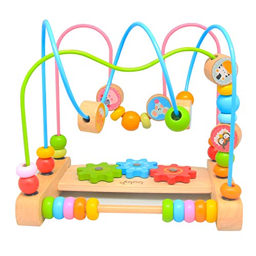 Bead Maze for Babies 6-12 Months,Wooden Educational Abacus Beads Circle Toddler Toys - Colorful Roller Coaster Activity Game,Great Gift for Babies Toddlers Girls and Boys