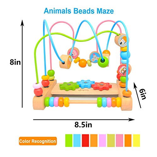 Bead Maze for Babies 6-12 Months,Wooden Educational Abacus Beads Circle Toddler Toys - Colorful Roller Coaster Activity Game,Great Gift for Babies Toddlers Girls and Boys