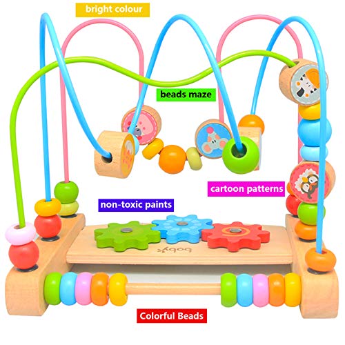 Bead Maze for Babies 6-12 Months,Wooden Educational Abacus Beads Circle Toddler Toys - Colorful Roller Coaster Activity Game,Great Gift for Babies Toddlers Girls and Boys