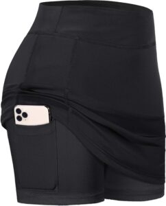 blevonh womens summer tennis skirts with shorts underneath, pickleball, athletic, workout and golf skorts with pockets black medium