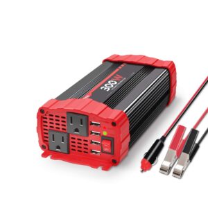 bygd 150w car power inverter, dc 12v to 110v ac converter with dual 2.4a usb charging ports cigarette lighter socket adapter