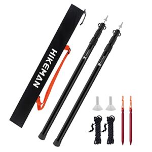 hikeman set of 2 tarp poles adjustable aluminum telescoping tarp poles, lightweight canopy poles portable tent poles for outdoor camping backpacking awning