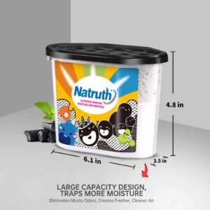 NATRUTH Moisture Absorbers with Activated Charcoal,800ml(6-Pack)*12.5 OZ Portable Closet Dehumidifier, Odor Eliminator Absorber Bucket,Humidity Absorber,Dehumidifier for Bathrooms, Kitchen & Boats