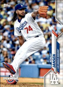 2020 topps opening day #101 kenley jansen los angeles dodgers baseball card