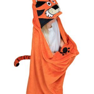 Lazy One Wearable Hooded Blanket for Kids, Animal Hooded Blanket (Tiger Blanket)