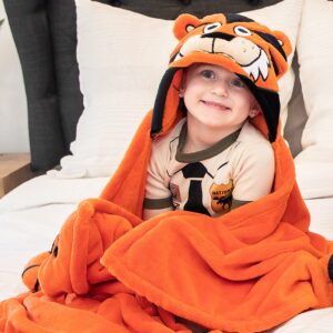 Lazy One Wearable Hooded Blanket for Kids, Animal Hooded Blanket (Tiger Blanket)