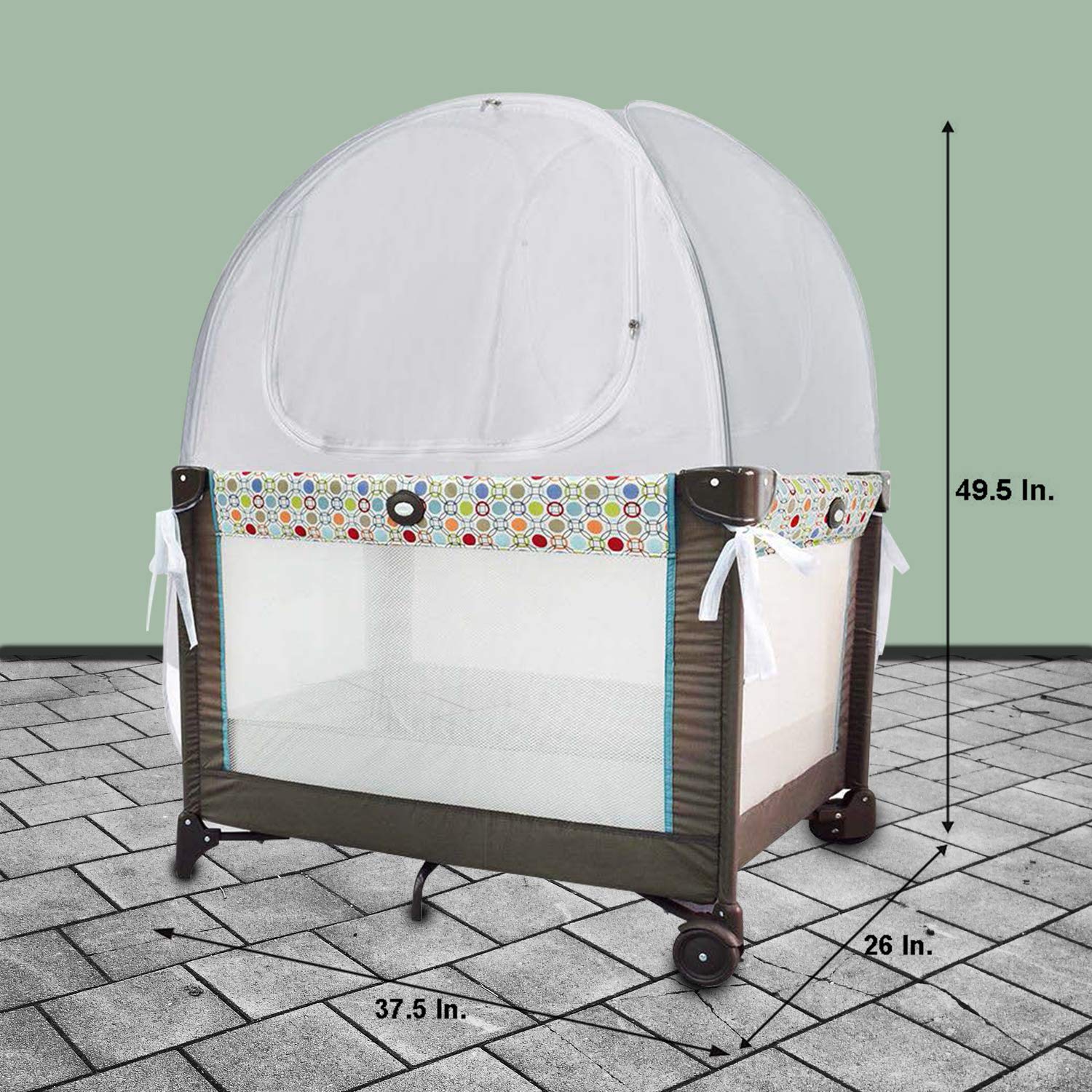 Baby Pack 'N' Play Pop Up Tent Safety Net, Protects from Insects, Mosquitoes and from Baby Climbing Out, See Through Mesh Net (Pack N Play Tent 37.5" x 26")