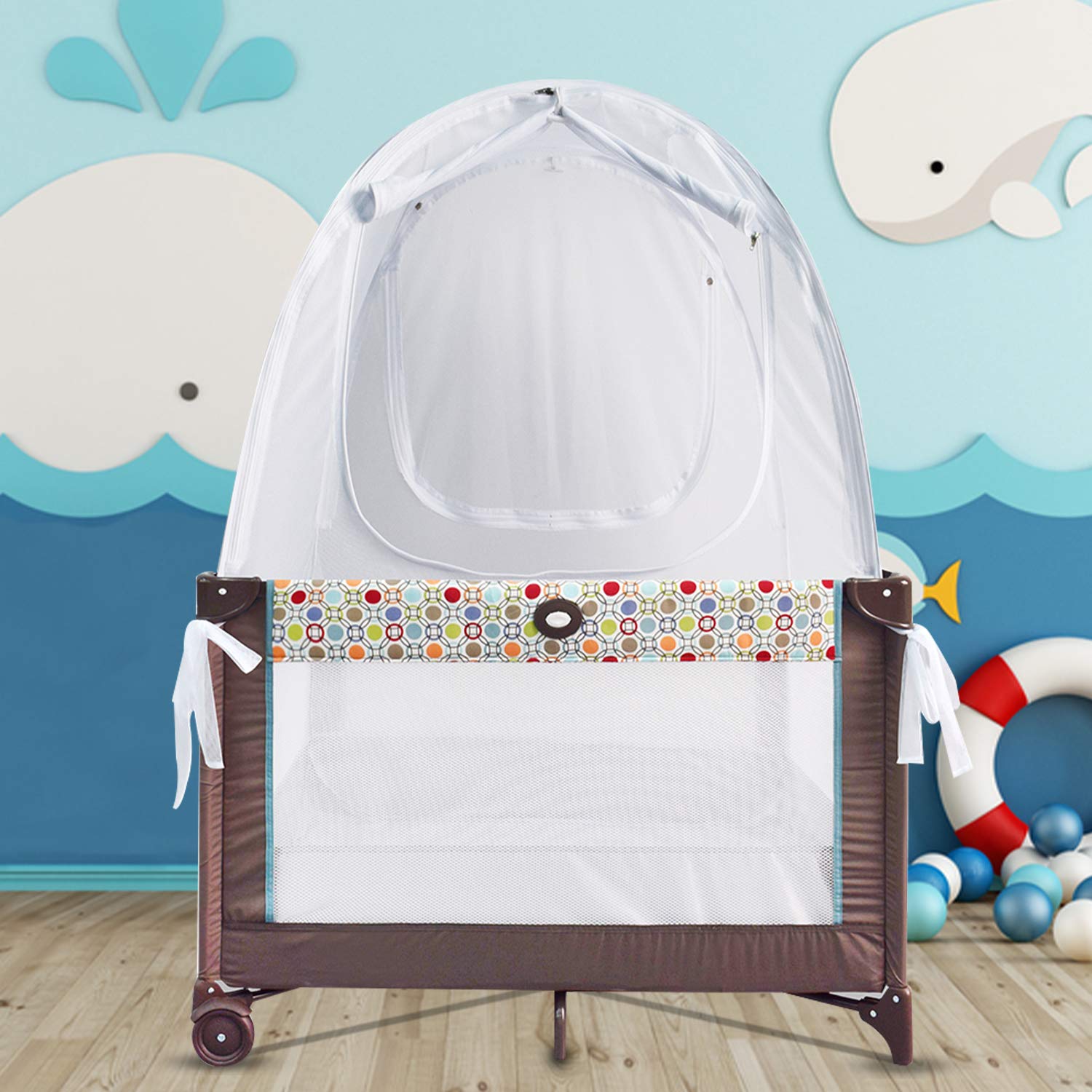 Baby Pack 'N' Play Pop Up Tent Safety Net, Protects from Insects, Mosquitoes and from Baby Climbing Out, See Through Mesh Net (Pack N Play Tent 37.5" x 26")