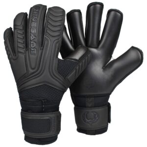 renegade gk gk vulcan onyx goalie gloves with finger savers | 3.5+3mm hyper grip & 4mm duratek | black soccer goalkeeper gloves (size 8, youth-adult, roll cut, level 3)