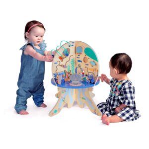 Manhattan Toy Deep Sea Adventure Wooden Toddler Activity Center with Clacking Clams, Spinning Gears, Gliders and Bead Runs