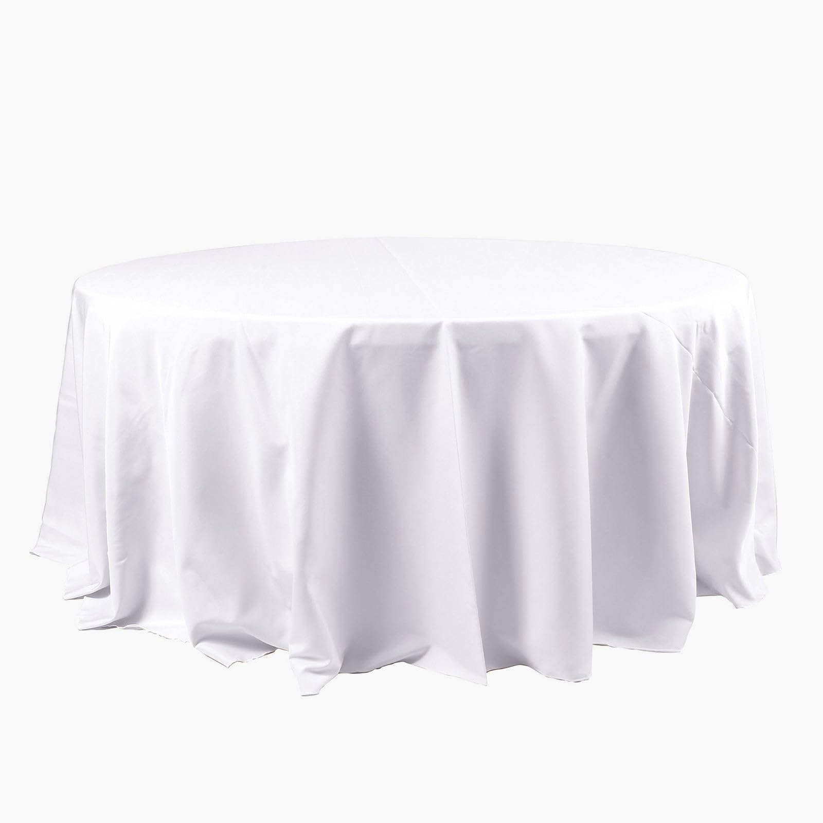 Efavormart 10PCS 120" Wholesale Round Tablecloth Polyester Round Table Linens for Wedding Party Banquet Restaurant - White