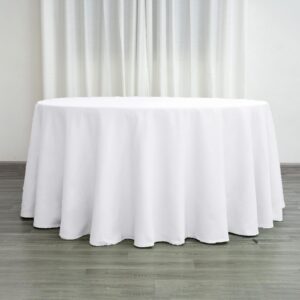 Efavormart 10PCS 120" Wholesale Round Tablecloth Polyester Round Table Linens for Wedding Party Banquet Restaurant - White