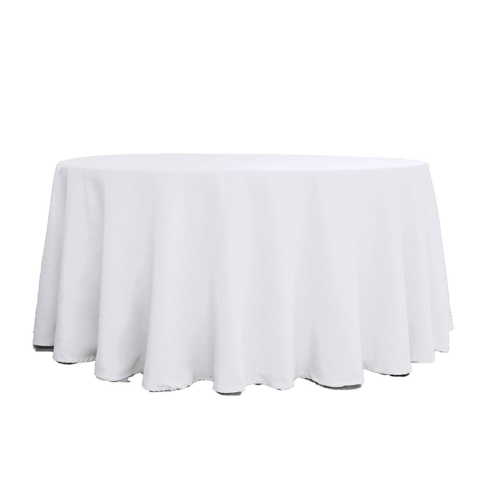 Efavormart 10PCS 120" Wholesale Round Tablecloth Polyester Round Table Linens for Wedding Party Banquet Restaurant - White