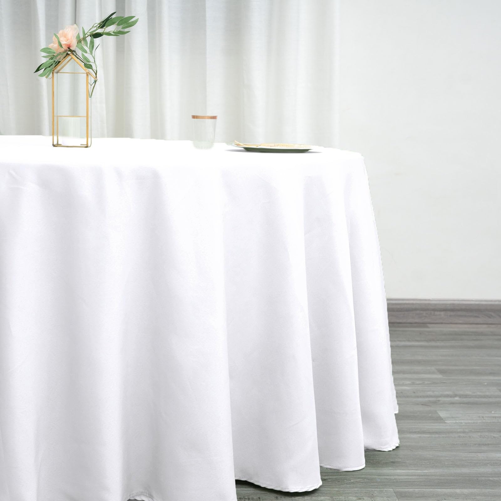 Efavormart 10PCS 120" Wholesale Round Tablecloth Polyester Round Table Linens for Wedding Party Banquet Restaurant - White