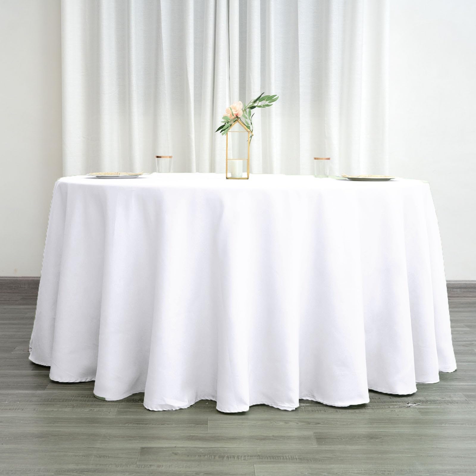 Efavormart 10PCS 120" Wholesale Round Tablecloth Polyester Round Table Linens for Wedding Party Banquet Restaurant - White