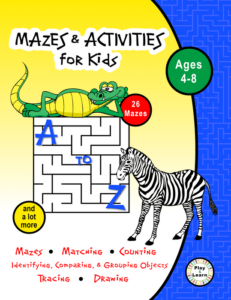 a to z mazes & activities for kids ages 4-8: [color version] matching, counting, tracing, drawing, writing