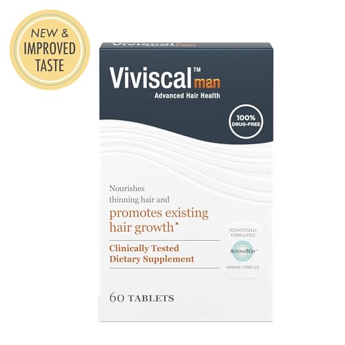 Viviscal Men's Hair Growth Supplements for Thicker, Fuller Hair Clinically Proven with Proprietary Collagen Complex, 60 Tablets - 1 Month Supply