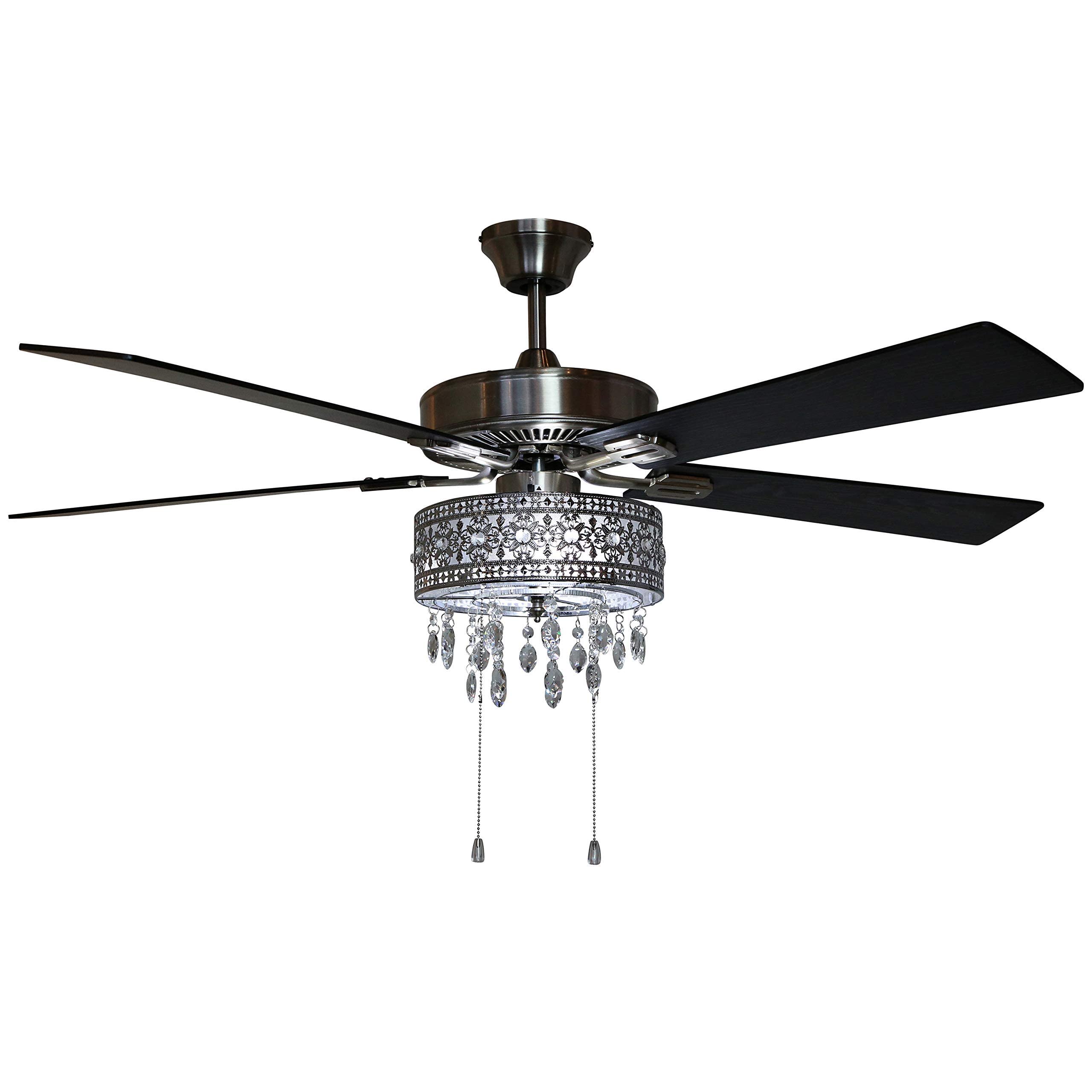 RIVER OF GOODS LED Ceiling Fan with Crystal Chandelier - 52" L x 52" W - Glam Ceiling Fan with Lights