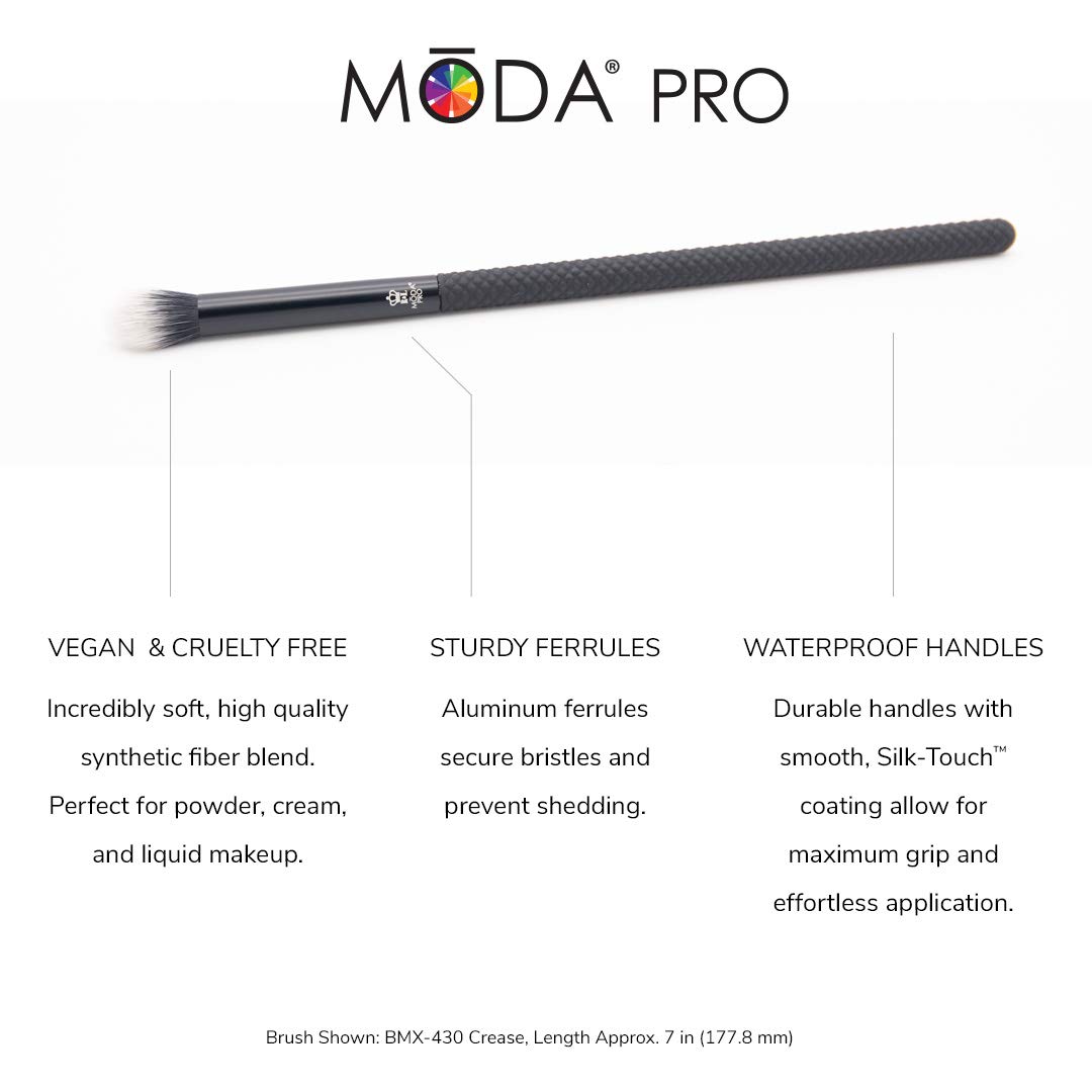 MODA Pro 5pc Deluxe Eye Makeup Brush Kit, Includes - Shader, Crease, Detail, Smudger, and Liner Brushes (Black)