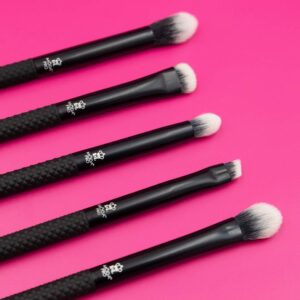 MODA Pro 5pc Deluxe Eye Makeup Brush Kit, Includes - Shader, Crease, Detail, Smudger, and Liner Brushes (Black)