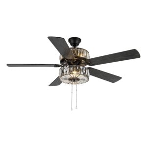 river of goods glam 52 inch width double-lit led ceiling fan, clear