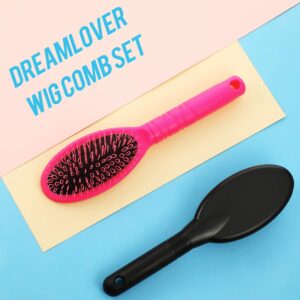 2 Pieces Loop Wig Brush Hair Extension Brush Hair Pieces Toupees Weaves Brush for Brushing Styling Detangling Natural and Synthetic Hair Wig Brush Set