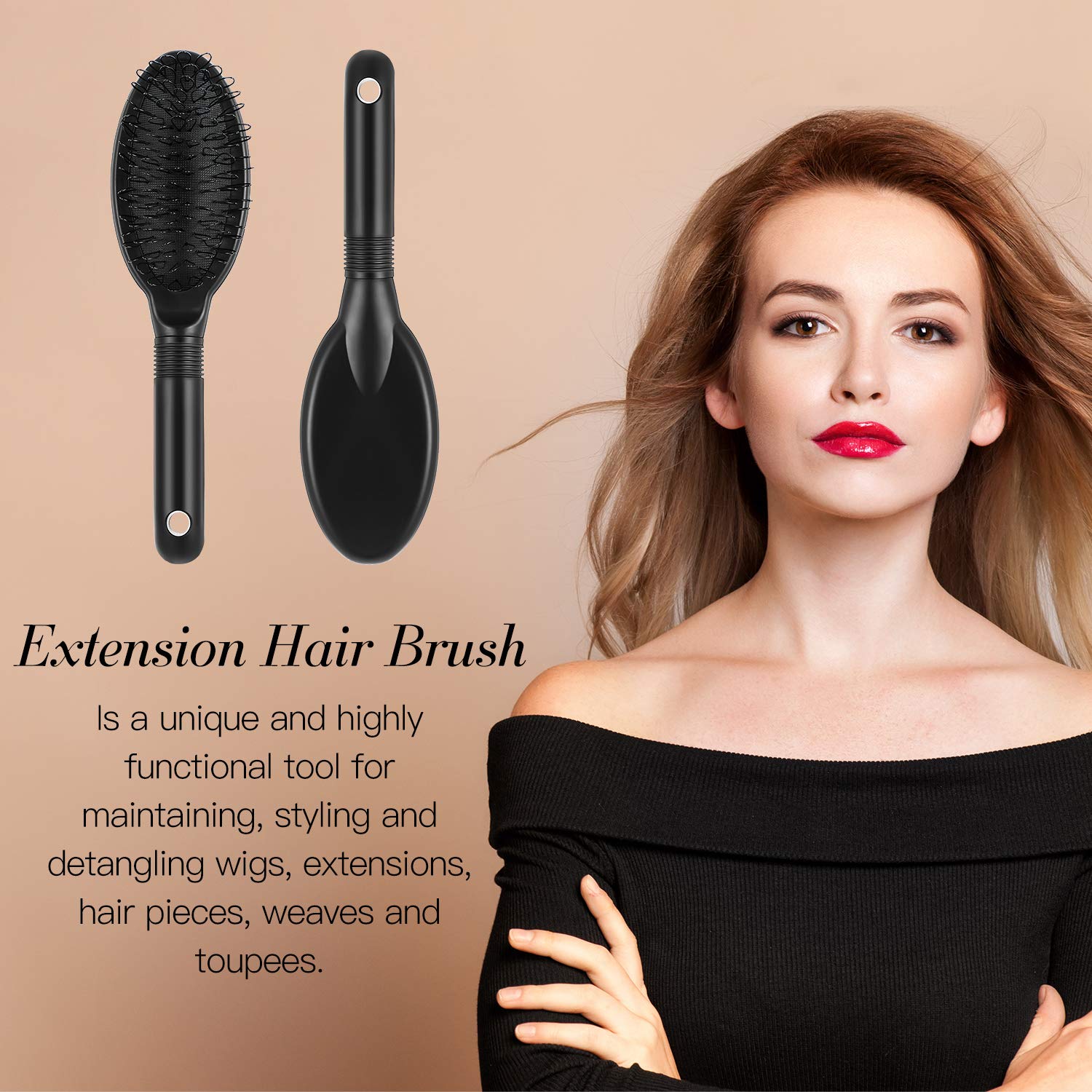 2 Pieces Loop Wig Brush Hair Extension Brush Hair Pieces Toupees Weaves Brush for Brushing Styling Detangling Natural and Synthetic Hair Wig Brush Set