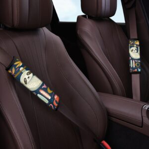 AFPANQZ 2pcs Funny Sloth Seat Belt Pads Covers Universal Fit for Truck Vans Sedans SUVs Safety Seatbelt Pad Cushion Comfortable Driving Car Seats Accessories Black One Pair