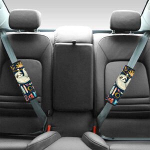 AFPANQZ 2pcs Funny Sloth Seat Belt Pads Covers Universal Fit for Truck Vans Sedans SUVs Safety Seatbelt Pad Cushion Comfortable Driving Car Seats Accessories Black One Pair