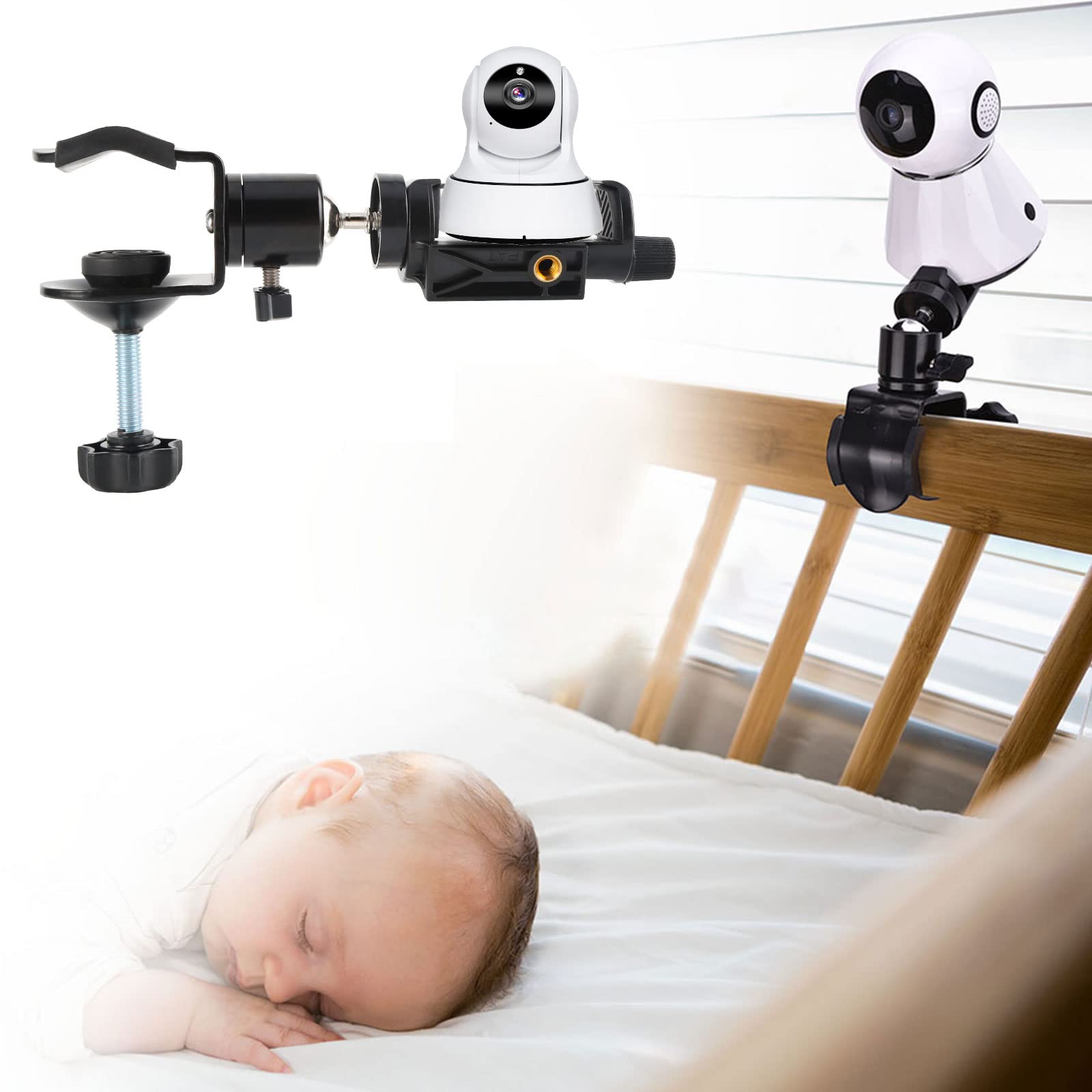 Baby Camera Monitor Mount Bracket, 360 Degrees Rotatable Adjustable Holder Flexible Camera Stand for Crib Nursery