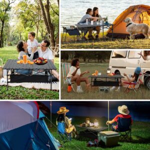 YUSING Portable Camping Table, Inch Folding Aluminum Roll Up Camp Table with Carrying Bags for Outdoor Camping, Hiking, Picnic, Beach, Fishing, Backpacking, BBQ, RV (37.8"x21.7"x18.9")