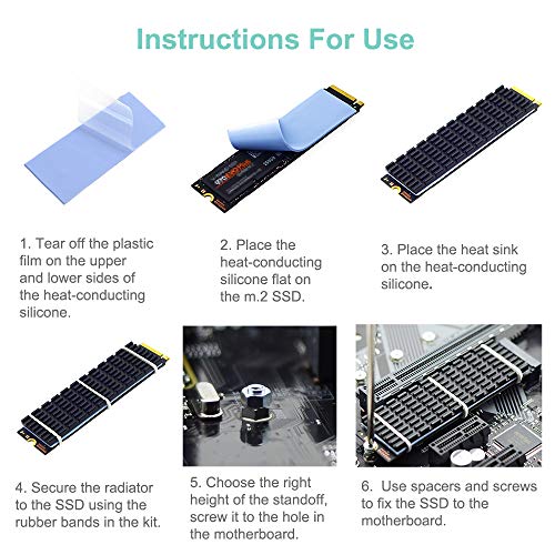 QTEATAK 2Pcs PCIe NVMe M.2 2280 SSD Heatsinks Cooler & Mounting Screws Screwdriver Kit…