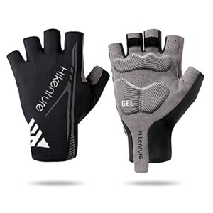 hikenture half finger cycling gloves for men and women padded road bike gloves (black, xxl)