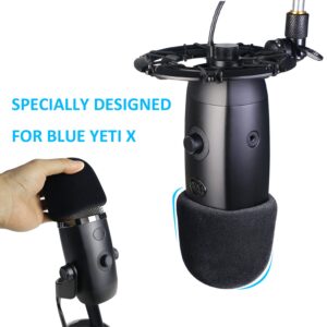 Pop Filter for Blue Yeti X Mic - Foam Microphone Windscreen Cover with Velvet-like Fabric Covering to Reduce Mic Noises by YOUSHARES