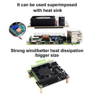 Yahboom Raspberry Pi Quiet Cooling Fan for Raspberry Pi 5 4B 3B+ 3B Intelligent Temperature Control Programmable RGB（OLED Display Include）