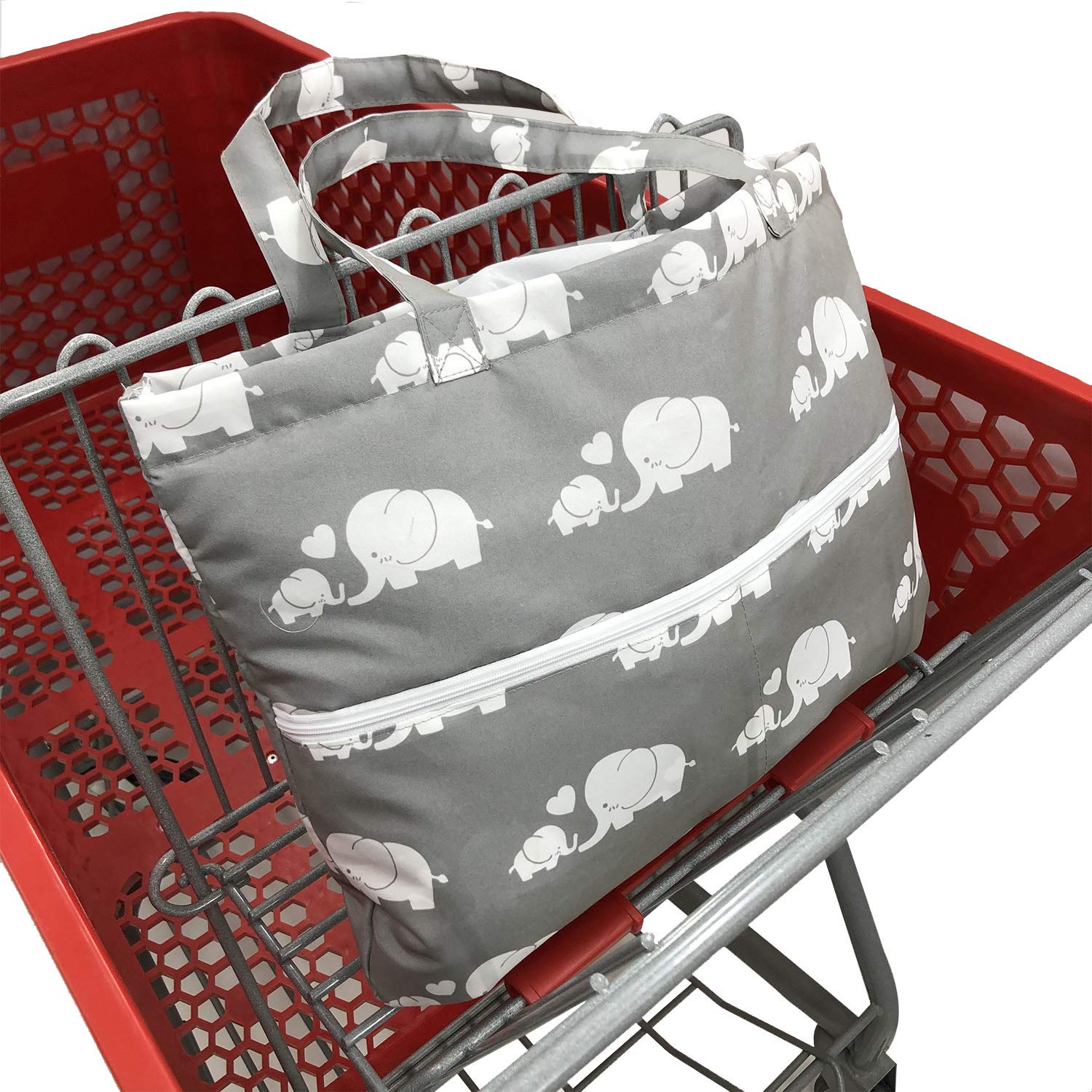 Twin Double Shopping Cart Cover for Baby Siblings with Carrying Case. Fit Wholesale Warehouse Grocery Stores Like Costco SAMS Club (White Elephant)