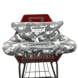 Twin Double Shopping Cart Cover for Baby Siblings with Carrying Case. Fit Wholesale Warehouse Grocery Stores Like Costco SAMS Club (White Elephant)