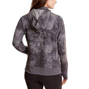 Danskin Women's Double Collar Full Zip Hooded Jacket, Marble Print, Medium