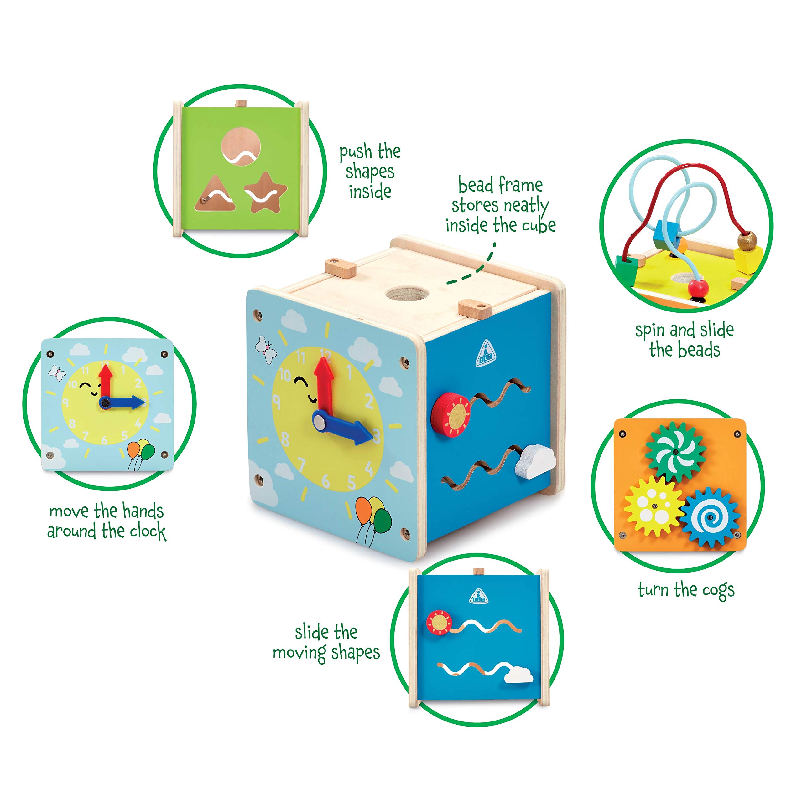 Early Learning Centre Mini Wooden Activity Cube, Preschool Development, Kids Toys for Ages 18 Month, Amazon Exclusive