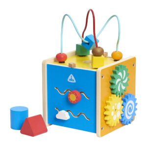 Early Learning Centre Mini Wooden Activity Cube, Preschool Development, Kids Toys for Ages 18 Month, Amazon Exclusive