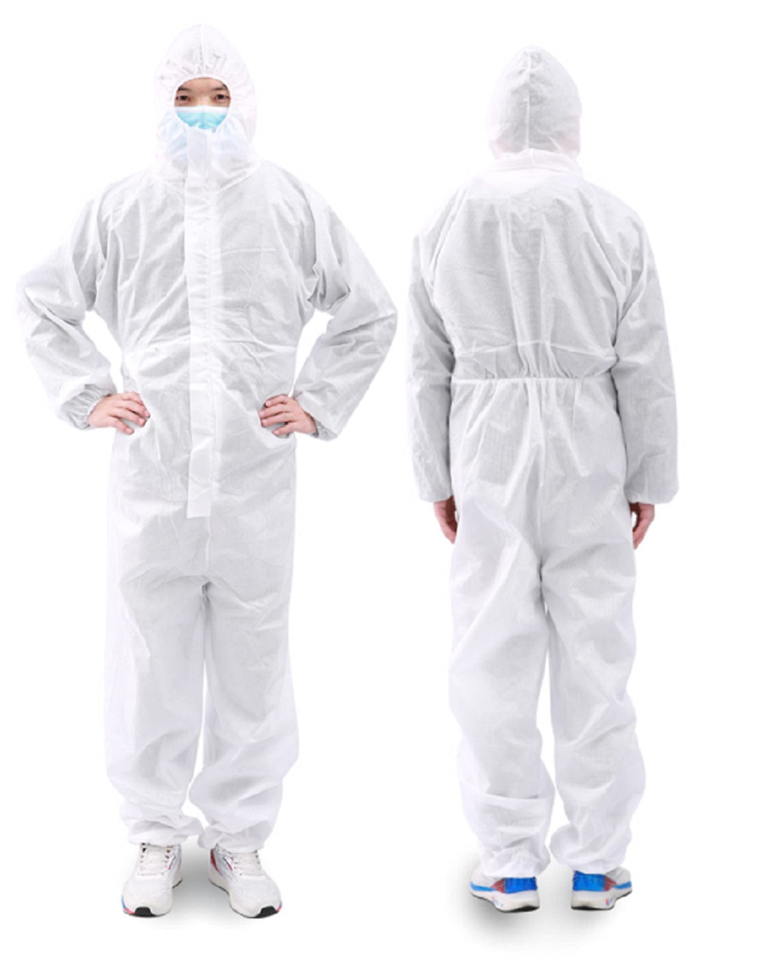 Protective Coverall Disposable Heavy Duty Painters Coveralls, Safety Protective Painting Protection Coveralls with Zipper Front, Elastic Wrist and Ankle Cuffs fits White Universal Size