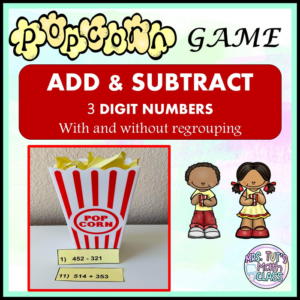 popcorn game add & subtract 3 digit numbers