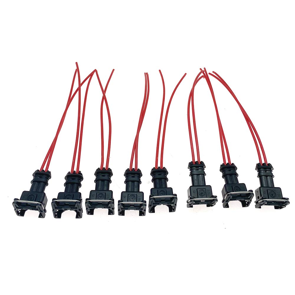 8 Pack Fuel Injector Connector Pigtail Wiring Plugs Clips Cut Splice for Bosch EV1 Any RC Replace EV1 OBD1