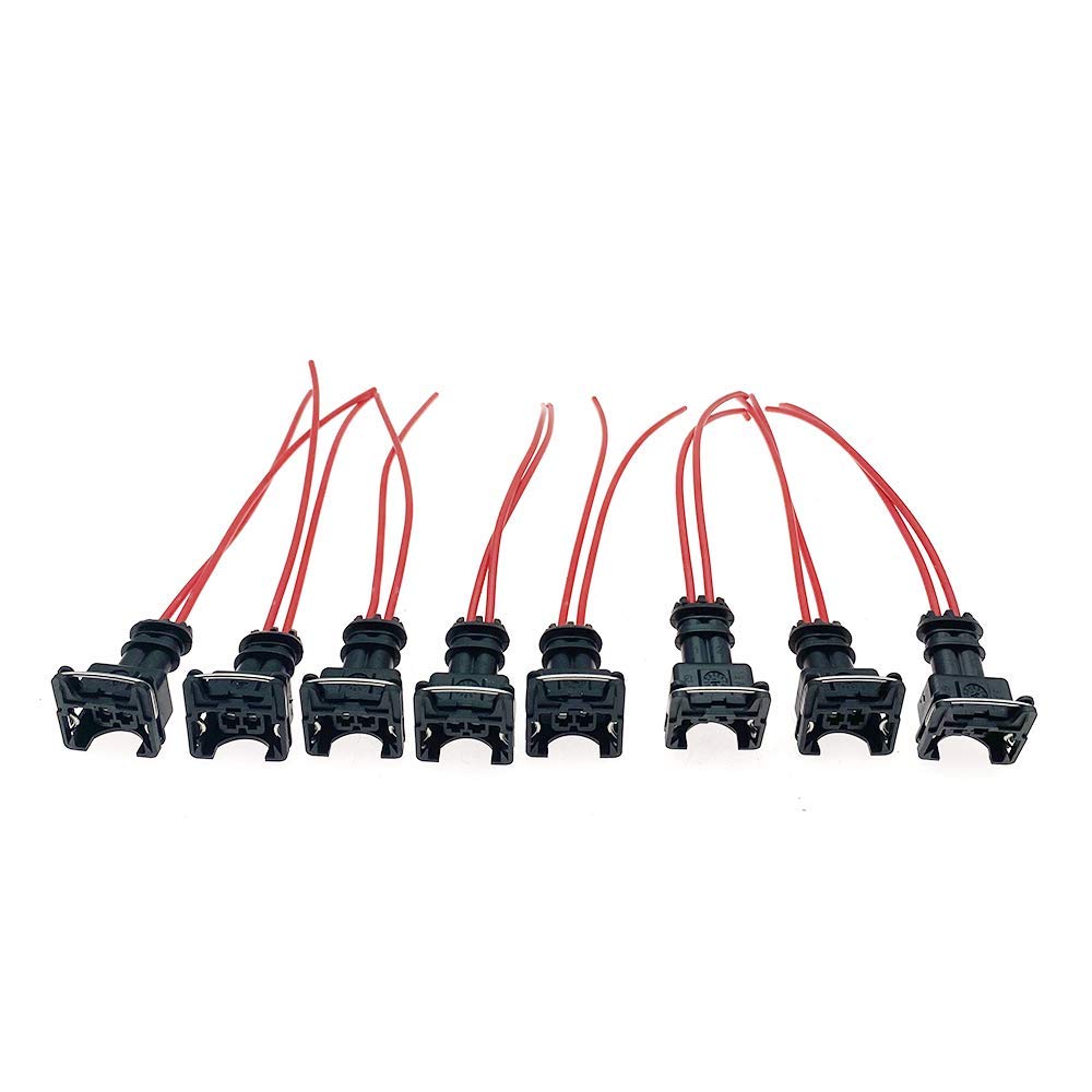 8 Pack Fuel Injector Connector Pigtail Wiring Plugs Clips Cut Splice for Bosch EV1 Any RC Replace EV1 OBD1