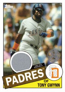 2020 topps 1985 relics #85r-tg tony gwynn game worn padres jersey baseball card - gray swatch