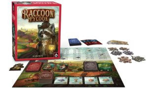 raccoon tycoon - gateway strategy board game for adults and family | fast, fun, economic and set-collecting competitive game | 2-5 players | ages 8 and up | 60-90 minutes | by forbidden games