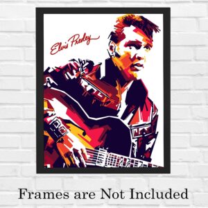 Elvis Presley - Retro Music Decor Wall Art, This Ready to Frame Silhouette wall art poster Print is Good For Music Room, Home, Office, Studio, And Man Cave Room Decor, Unframed - 8 x 10”