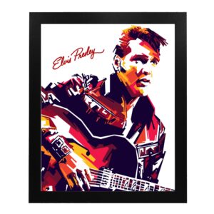 Elvis Presley - Retro Music Decor Wall Art, This Ready to Frame Silhouette wall art poster Print is Good For Music Room, Home, Office, Studio, And Man Cave Room Decor, Unframed - 8 x 10”