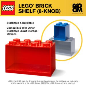 Room Copenhagen Lego Brick Set with 4-Stud and 8-Stud Box Shelves, Red