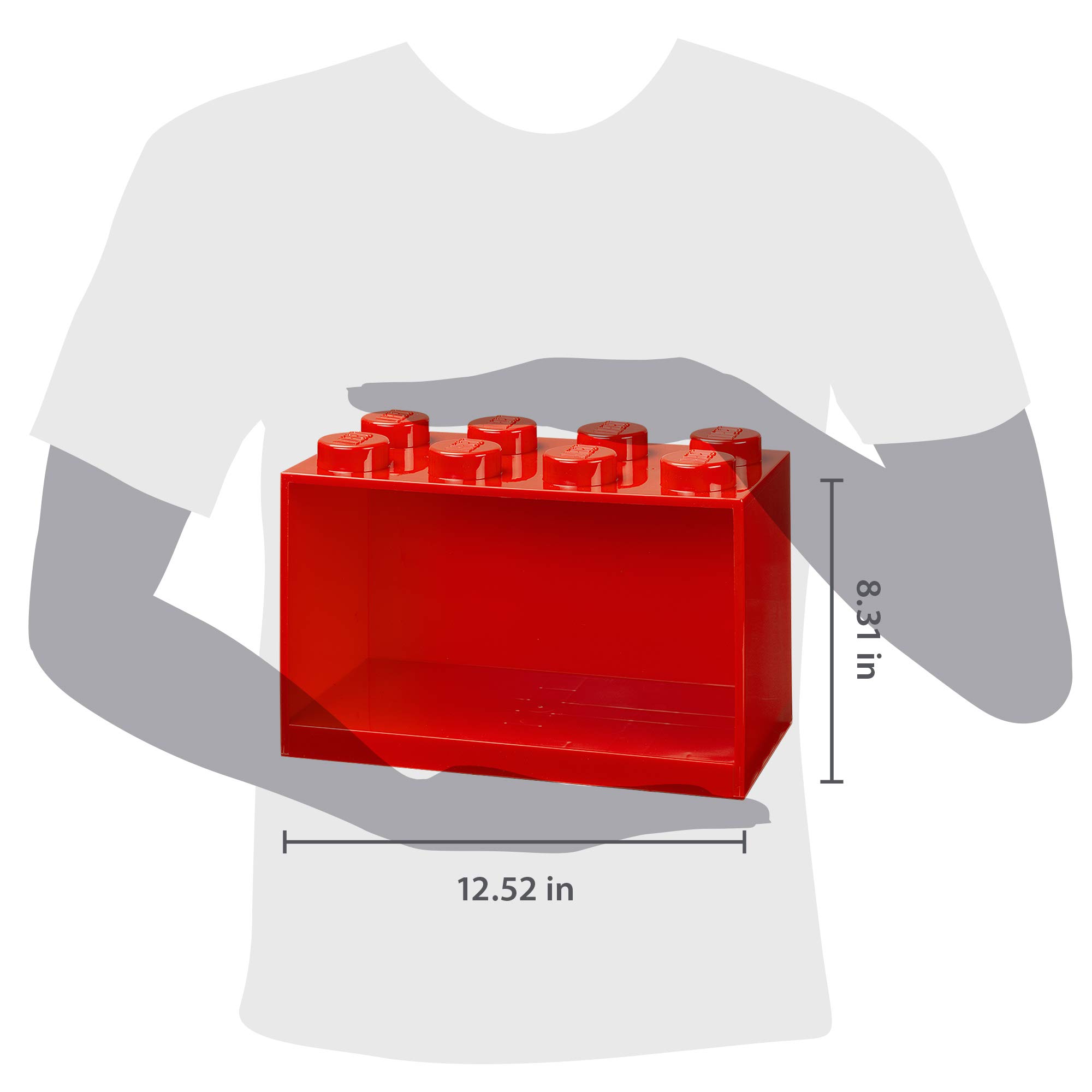 Room Copenhagen Lego Brick Set with 4-Stud and 8-Stud Box Shelves, Red